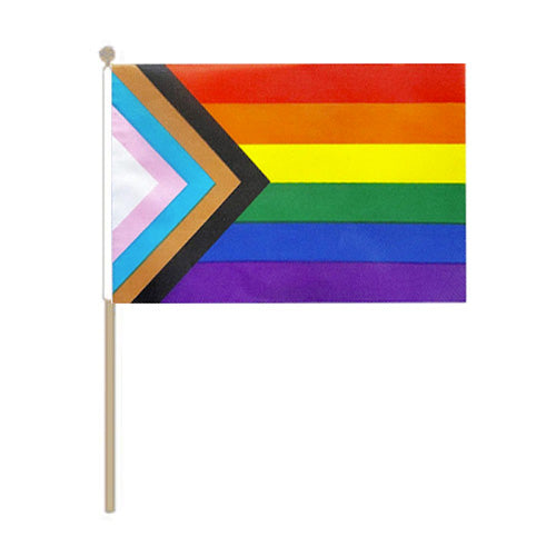Progress Pride Hand Held Flag (22.5cm x 15cm) – www.gayprideshop.co.uk