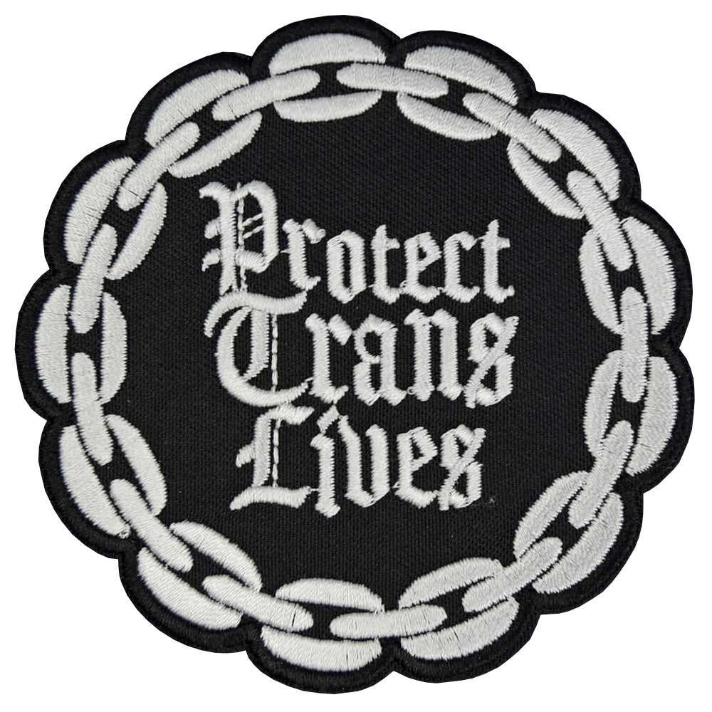 Protect Trans Lives(Gothic Chain Version) Embroidered Iron-On Patch – www.gayprideshop.co.uk