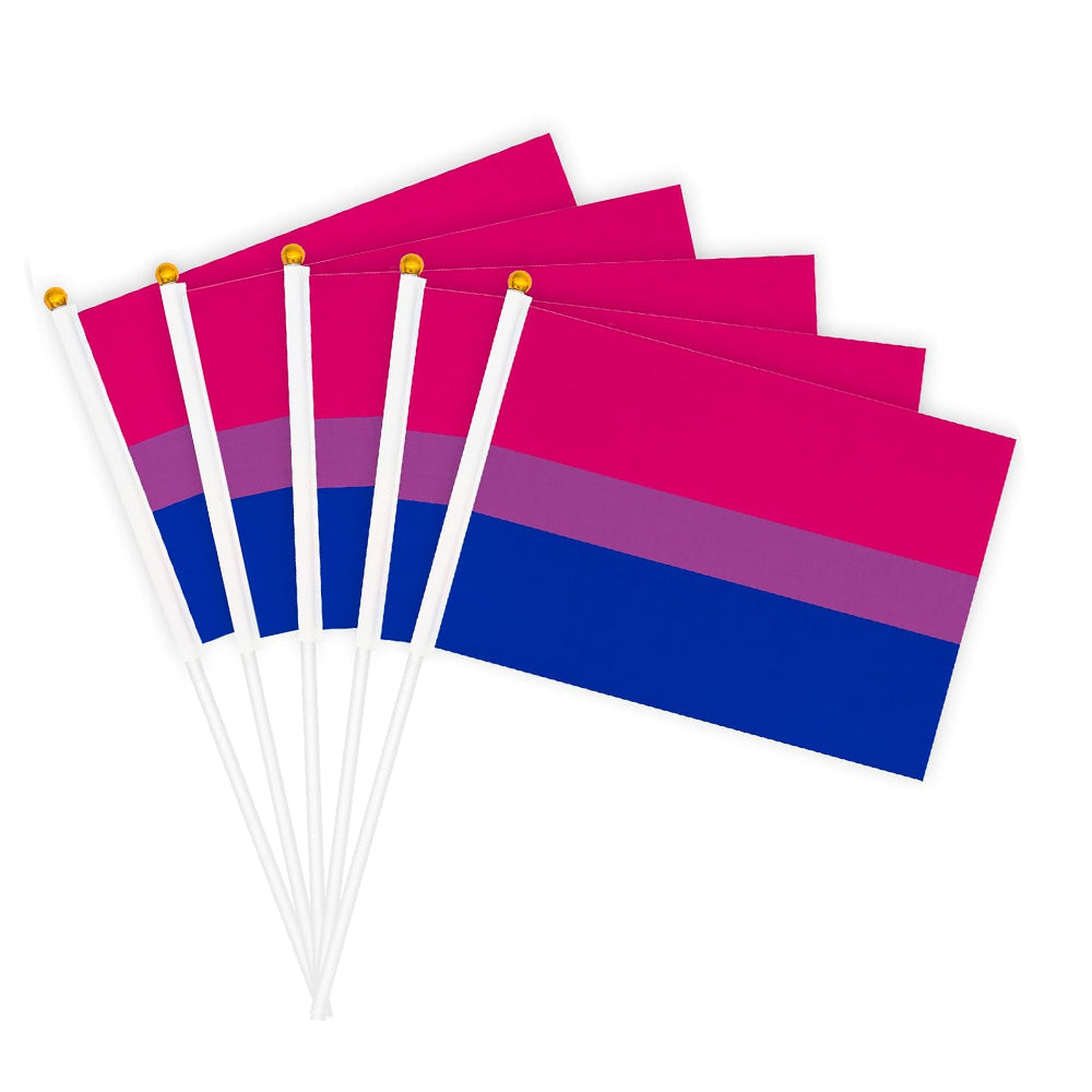5 Pack - Bisexual Hand Held Flag (22.5cm x 15cm) – www.gayprideshop.co.uk