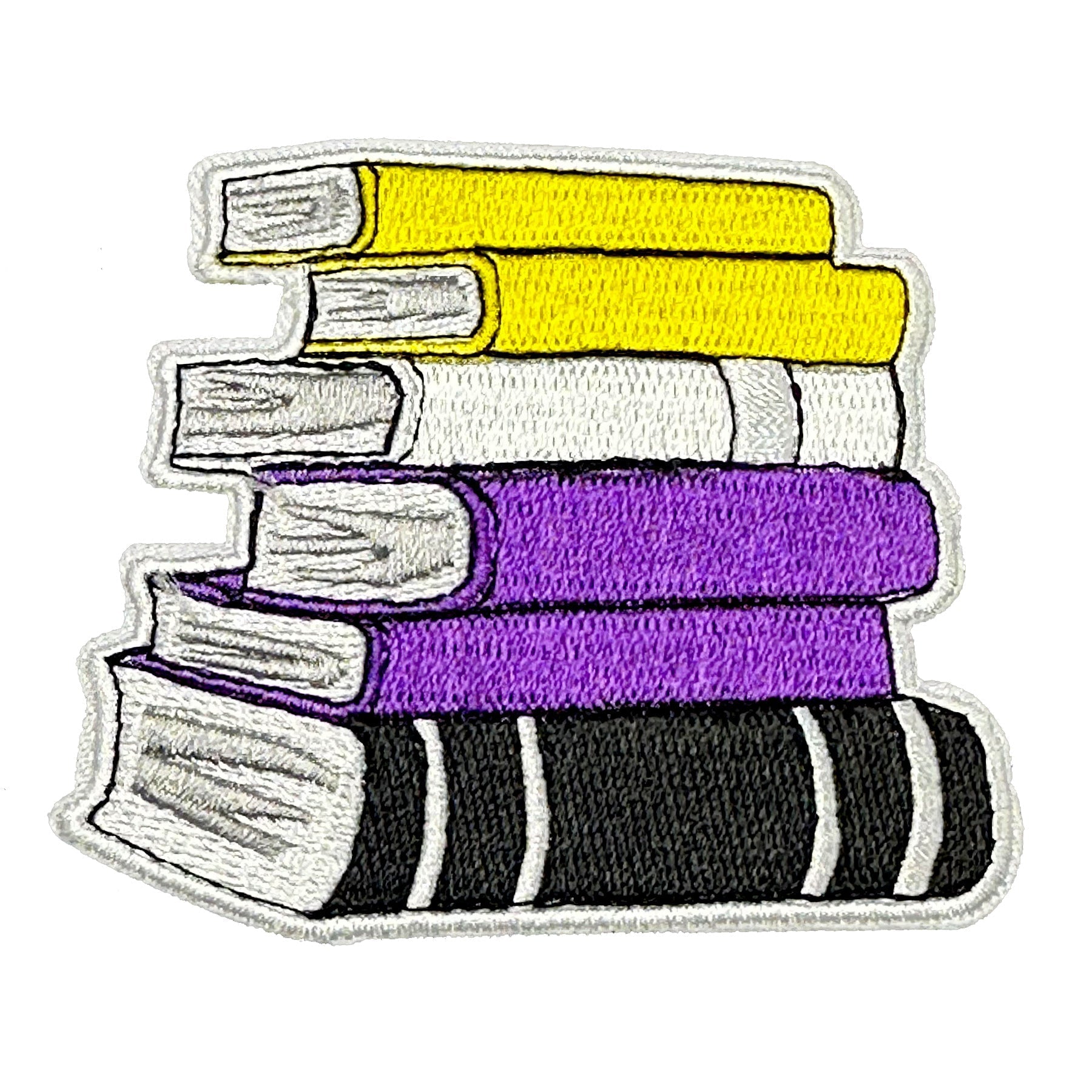 Non Binary Stack Of Books Embroidered Iron-On Patch – www.gayprideshop ...