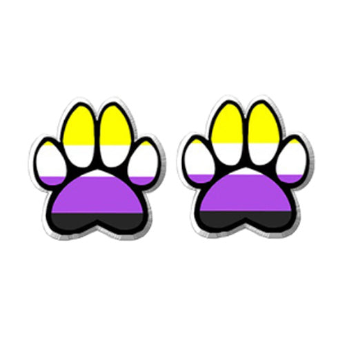 Non Binary Paw Print Earrings – www.gayprideshop.co.uk