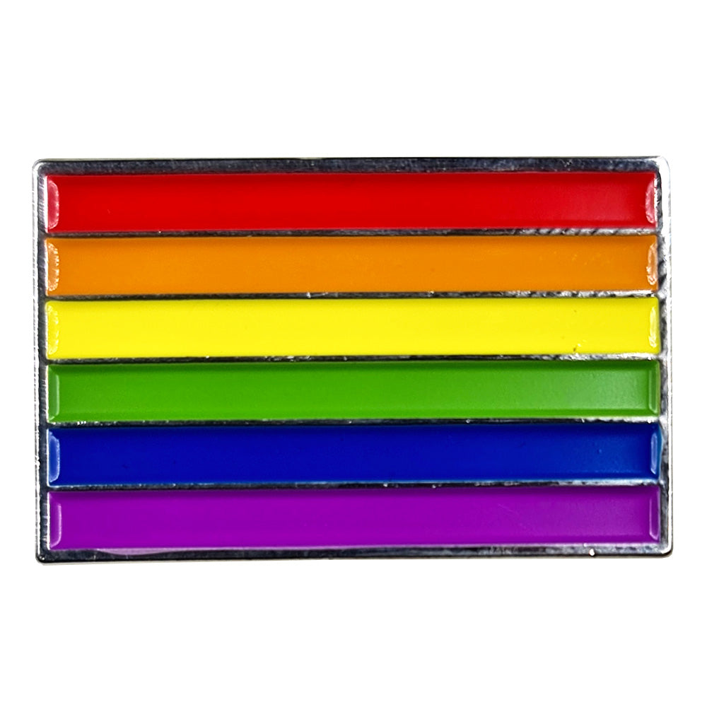 Gay Pride Rainbow Flag Silver Metal Rectangle Lapel Pin Badge – www ...