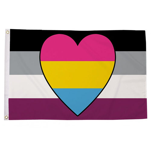 Asexual with Pansexual Heart (Panromantic Asexual) Flag (5ft x 3ft Pre ...