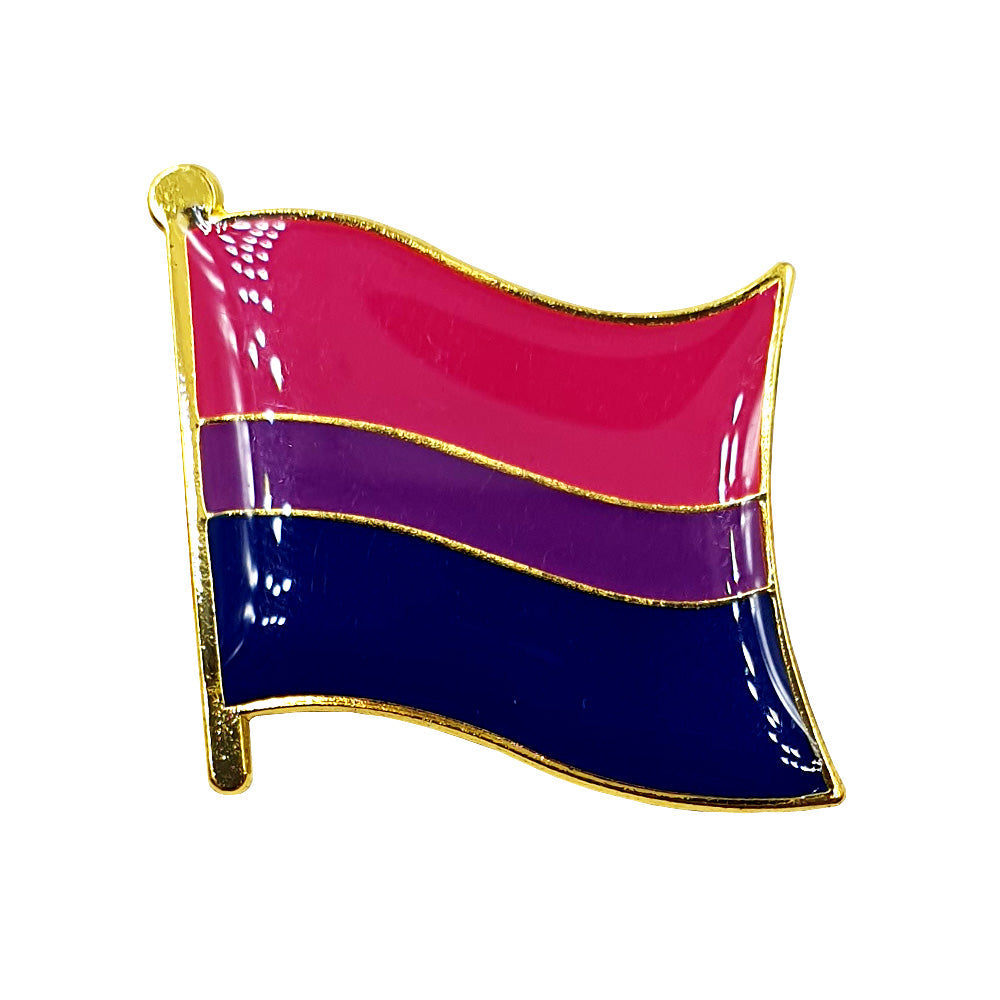 Bisexual Flag Gold Enamel Waving Flag Pin Badge – www.gayprideshop.co.uk