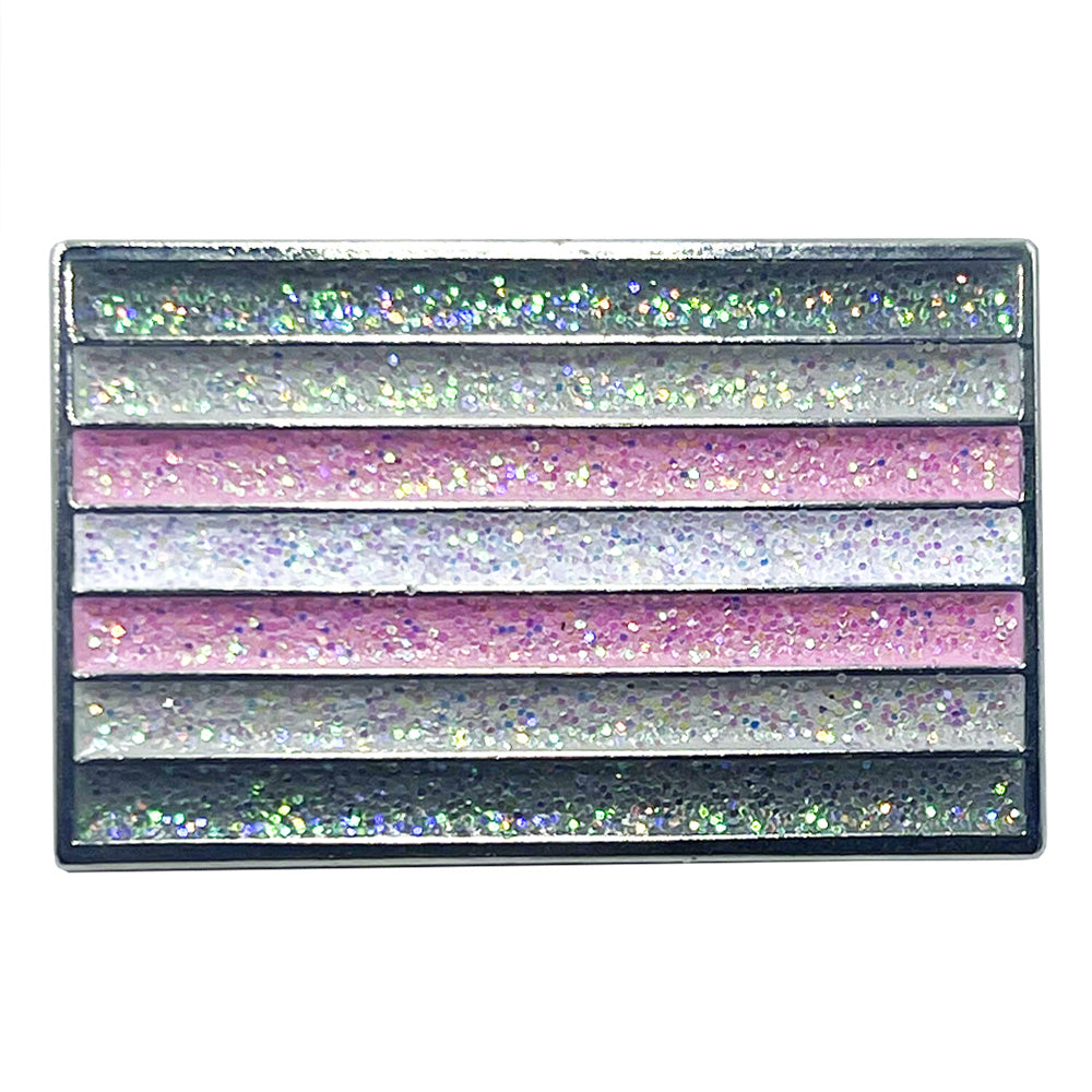 Demigirl Flag Silver Metal Rectangle Lapel Pin Badge - Glitter Version ...
