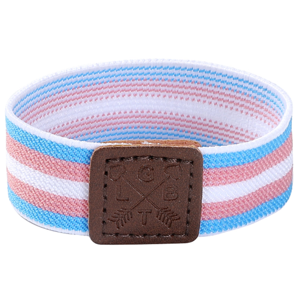 Transgender Elasticated Bracelet with Leather LGBT Emblem – www ...