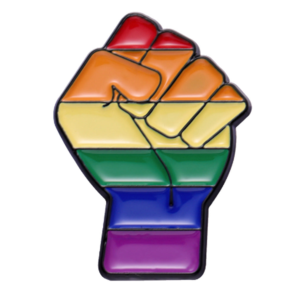 Gay Pride Rainbow Power Fist Enamel Pin – www.gayprideshop.co.uk