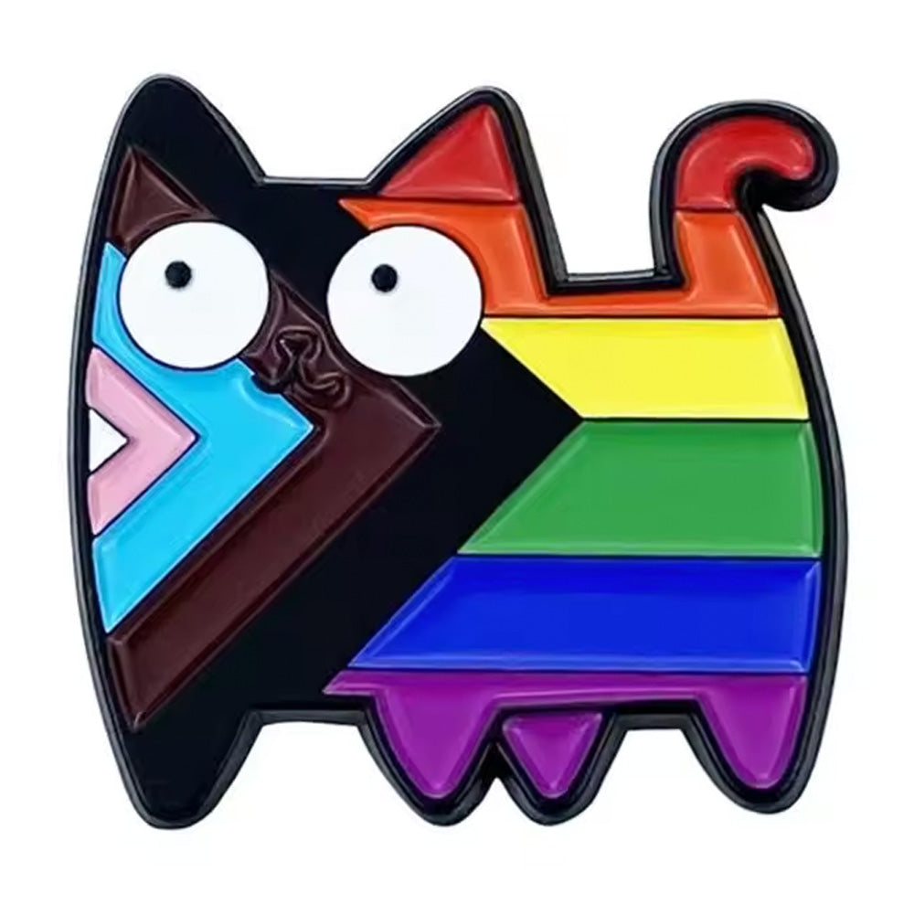 Progress Pin Cartoon Cat Metal & Enamel Pin – www.gayprideshop.co.uk