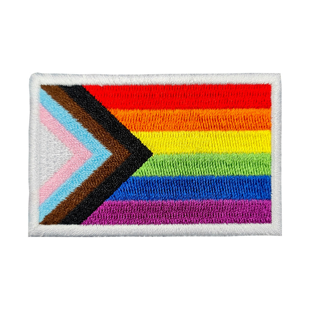 Progress Pride Rectangular Embroidered Iron-On Festival Patch – www.gayprideshop.co.uk