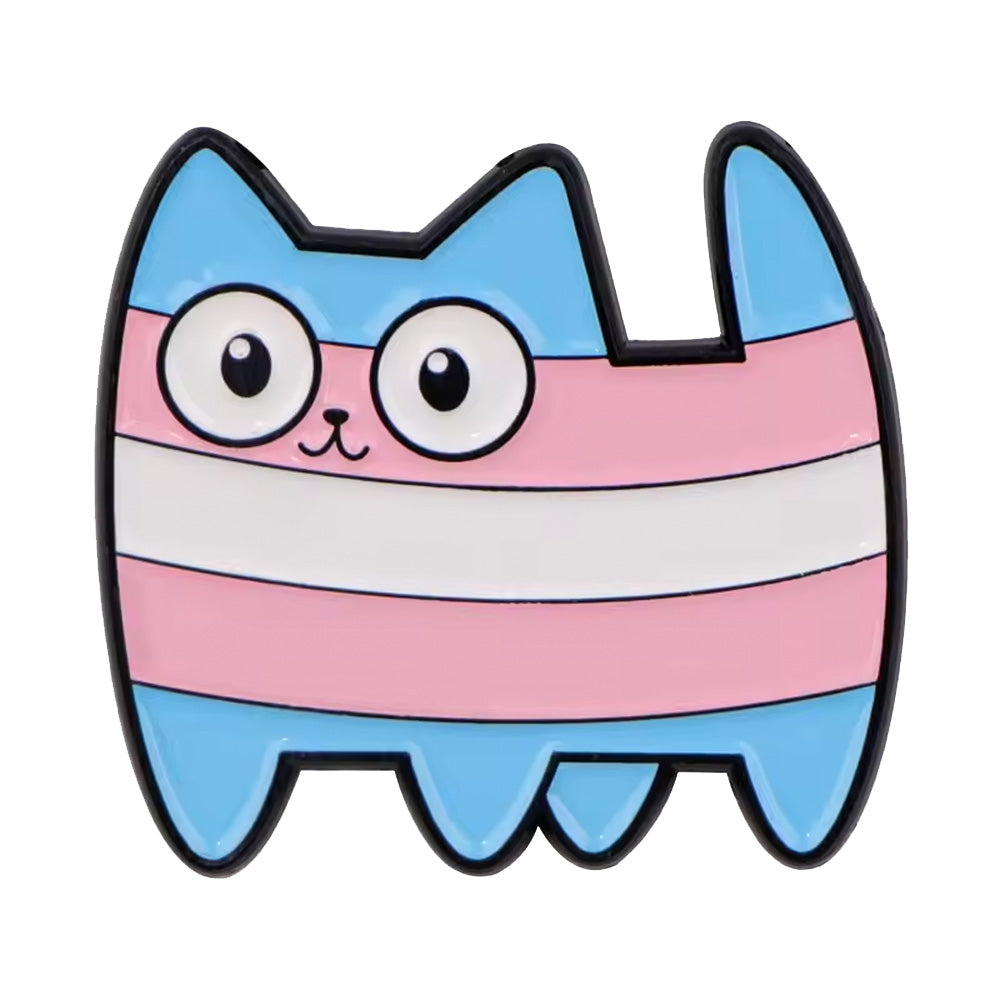 Transgender Cartoon Cat Metal & Enamel Pin – www.gayprideshop.co.uk