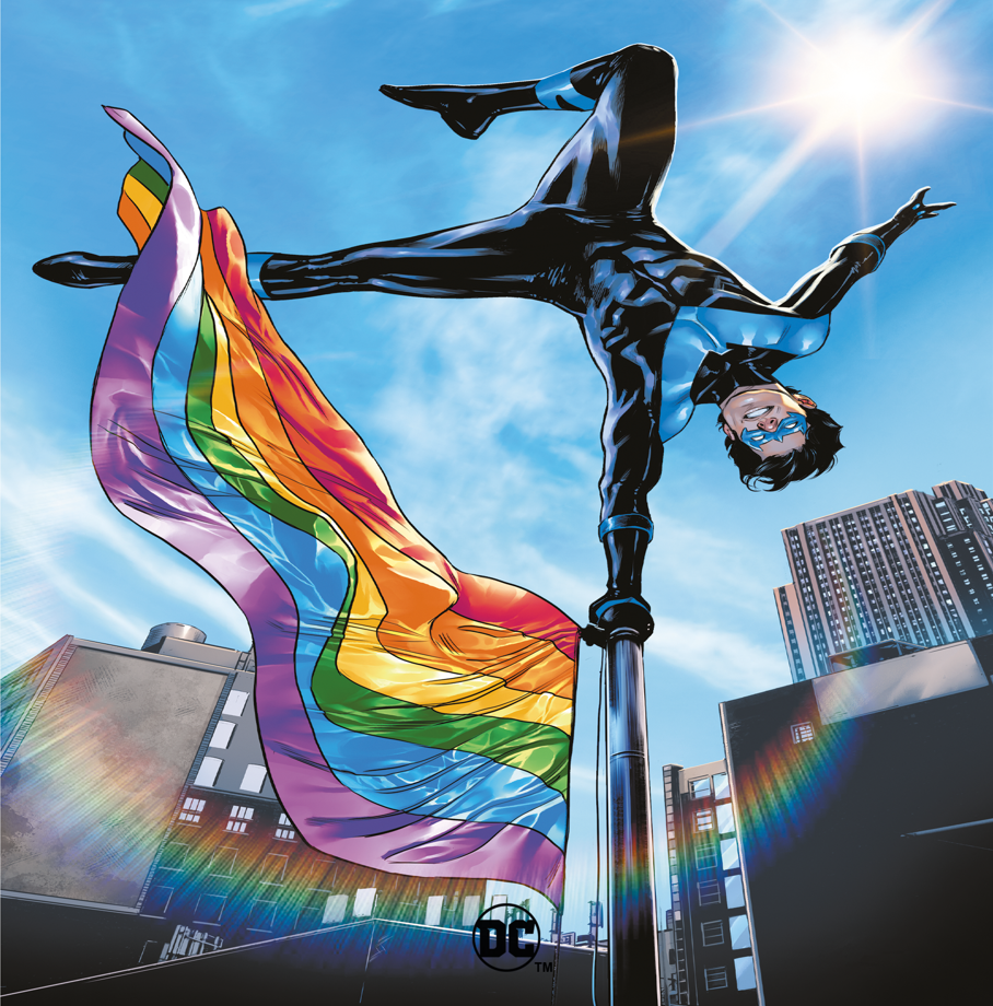 DC Comics Nightwing With Rainbow Flag - Greetings Card – www ...