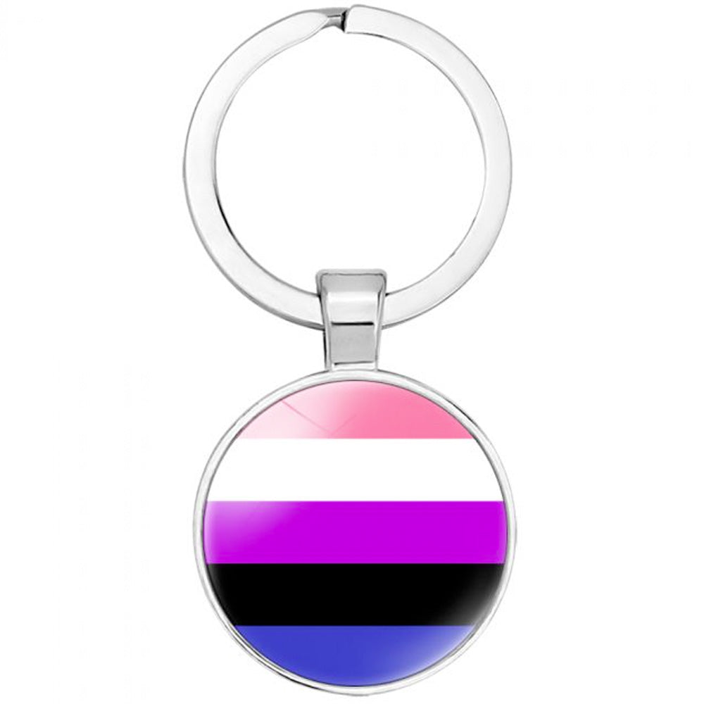 Round Stainless Steel Keyring - Genderfluid – www.gayprideshop.co.uk